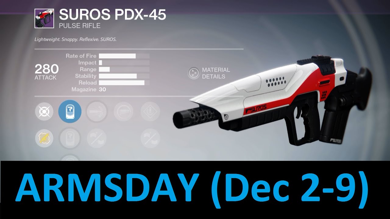 Destiny - Armsday (Dec 2-9) Round 2 for Suros PDX-45! - YouTube