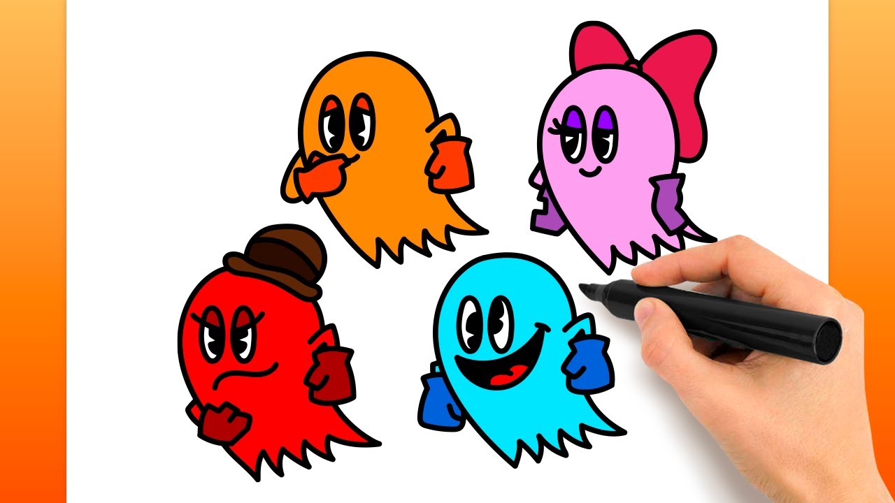 Comment Dessiner Des Fantômes De Pac-man (Tutoriel De Dessin Facile ...