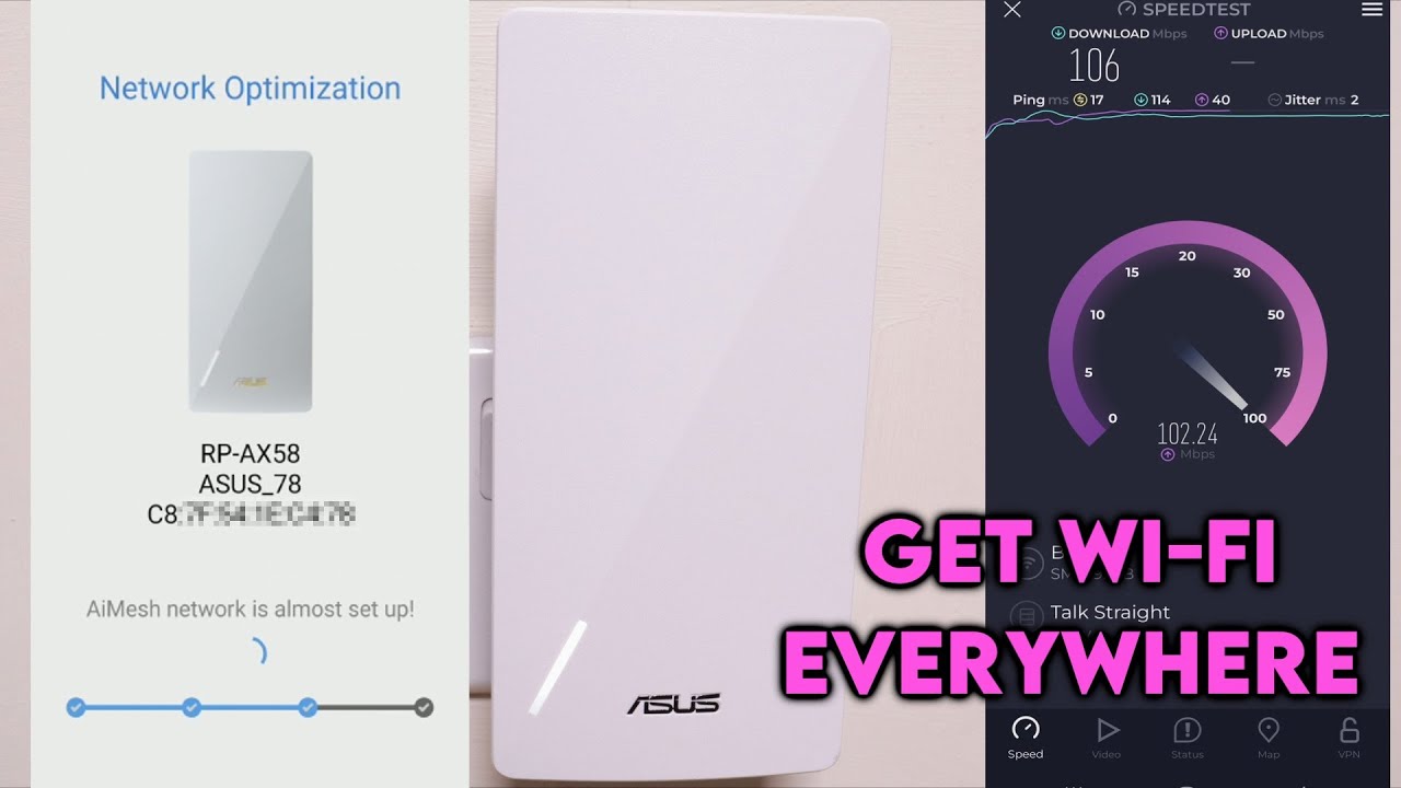 ASUS RP-AX58 AX3000 Wi-Fi 6 Range Extender/AiMesh Extender Setup, Speed ...