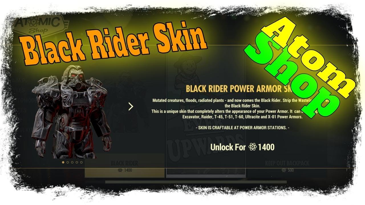 Fallout 76 Atom Shop Today - Limited to buy Black Rider Power Armor ...