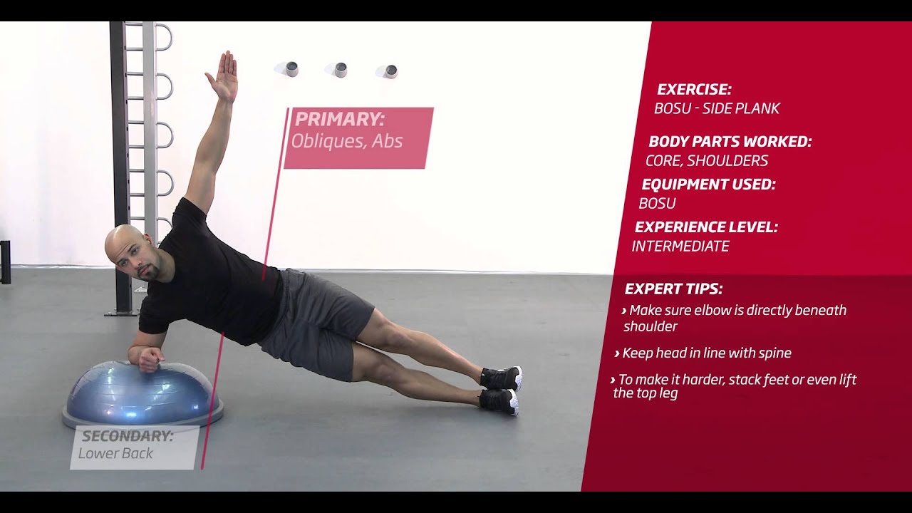 Fitness First Freestyle exercise - Bosu Side Plank - Bosu - YouTube
