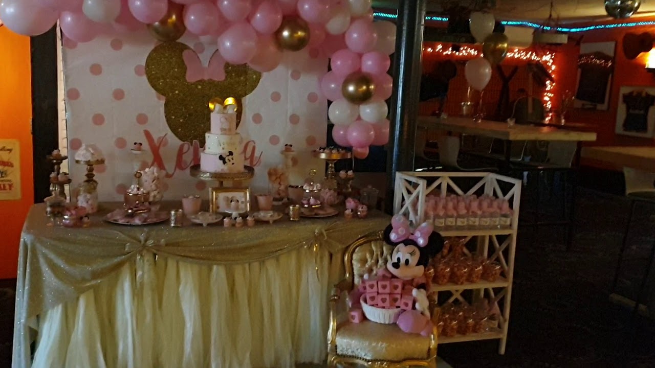 Minnie mouse sweet table party gold - YouTube