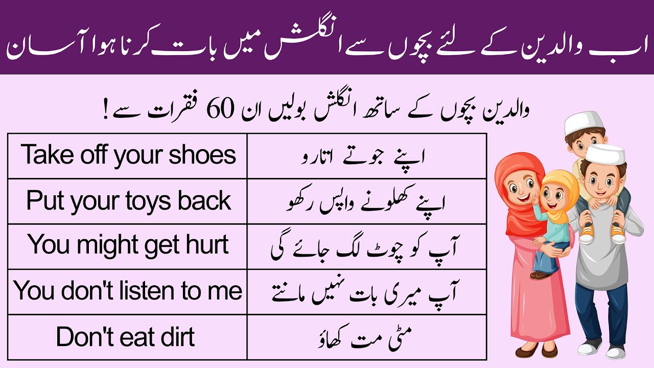 60 Conversation Sentences with kids | Speak English with Kids | Urdu ...