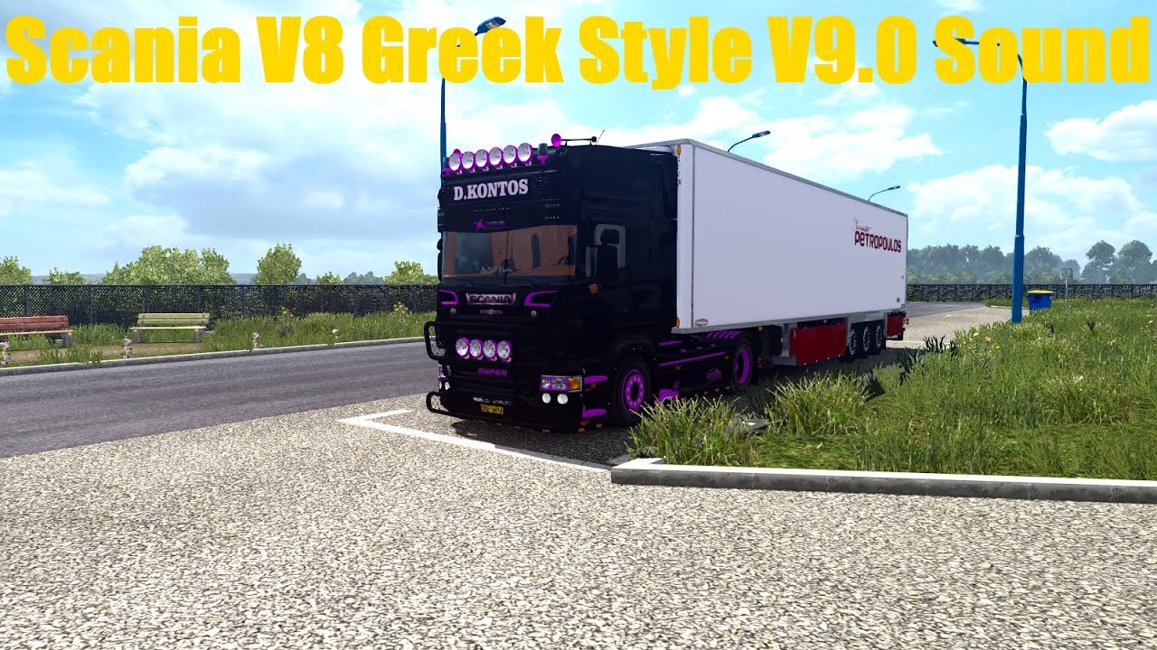 EuroTruckSimulator 2 - Scania V8 Open Pipe Greek Style V9.0 - YouTube