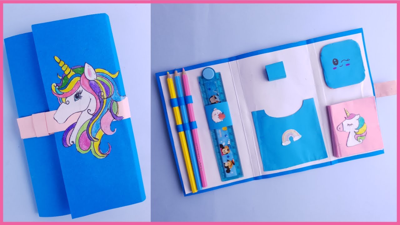 How To Make Paper Pencil Case | DIY Folder organizer | Paper Pencil ...