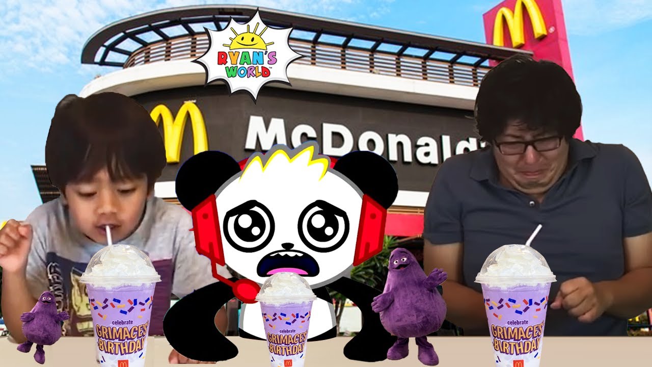 Ryan's World & Dad & Combo Panda Tries Grimace Shake Trend in Real Life ...