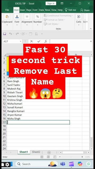 Remove Last Name Fast Trick Rscomputertrick Excelformula Exceltips Exceltricks Excel