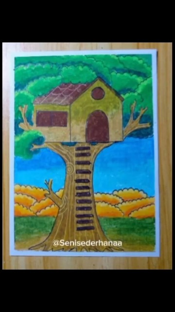 Menggambar rumah pohon - ide menggambar untuk anak #art #drawing - YouTube