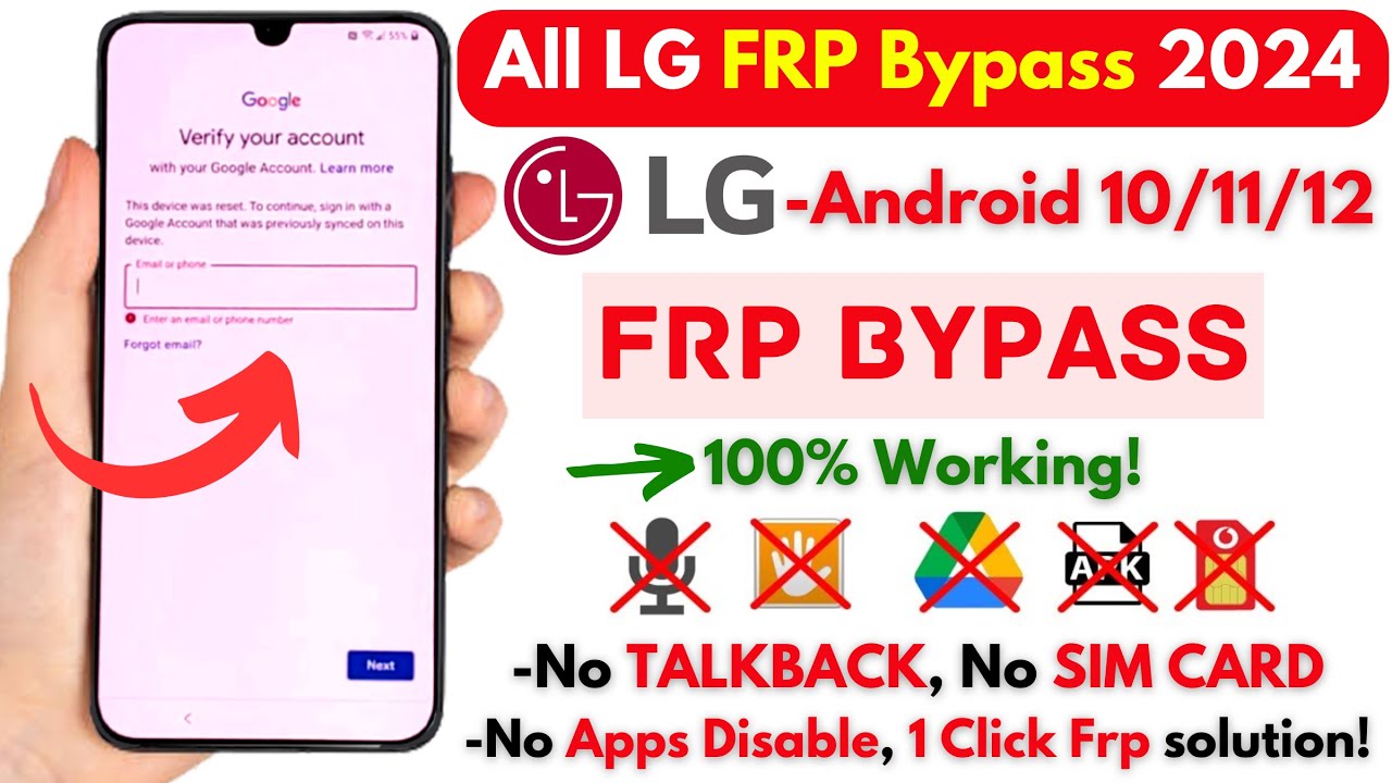 -All LG FRP Bypass New Security 2024 -LG G8x Android 10/11/12 Frp Google Account Lock -100% ...