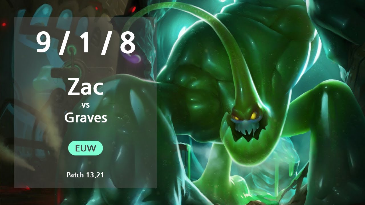 Zac Jungle vs Graves - EUW Challenger Patch 13.21 - YouTube