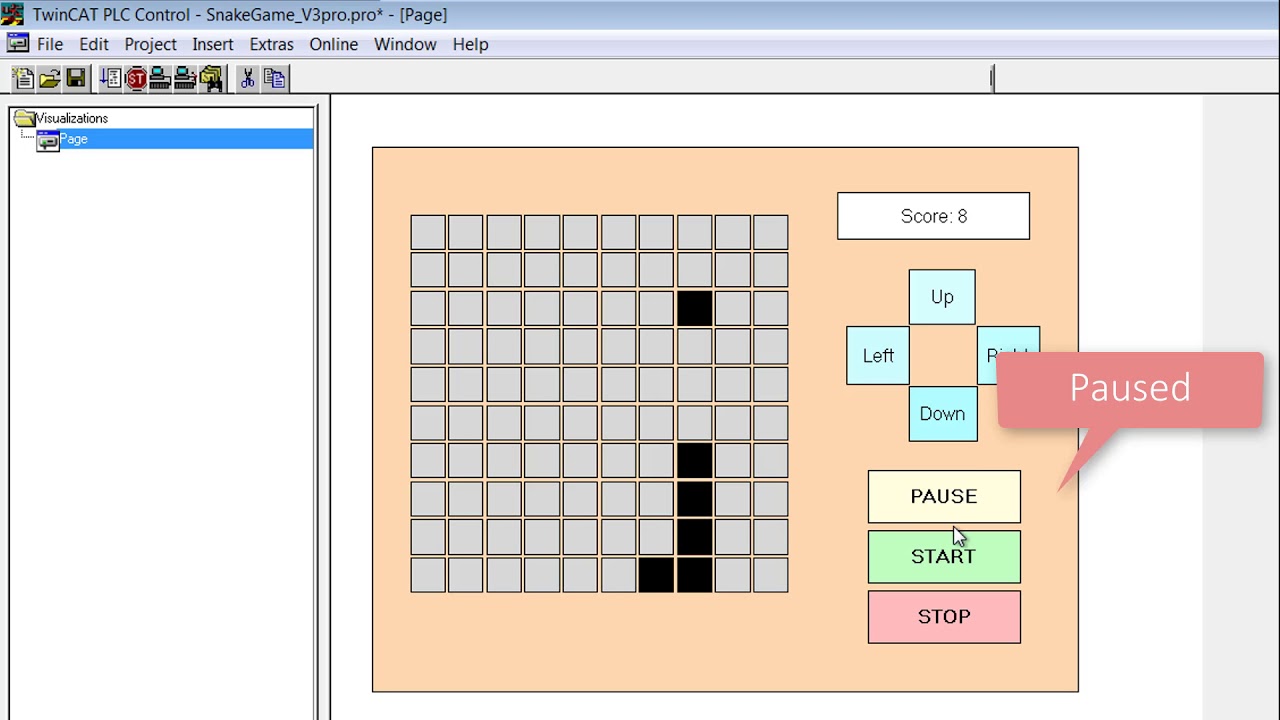 Snake Game on Beckhoff Twincat 2 (ST Language) - YouTube