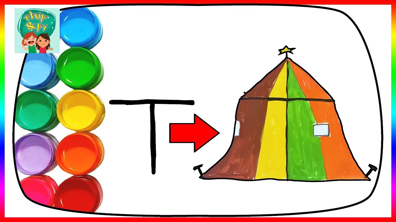 How to Draw Camping Tent for Kids Tent Drawing and Learn Color - YouTube