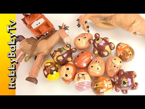 Toy Story Surprise Eggs! Learn Color BROWN Lesson 11 HobbyBabyTV - YouTube
