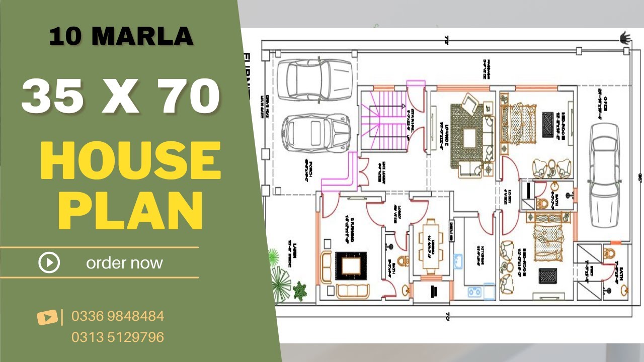 35x70 Modern House Plan || House Plan 10x21 meters with 3 Bedrooms ...