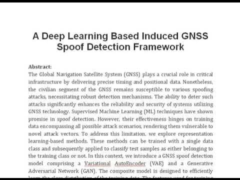 A Deep Learning Based Induced GNSS Spoof Detection Framework - YouTube