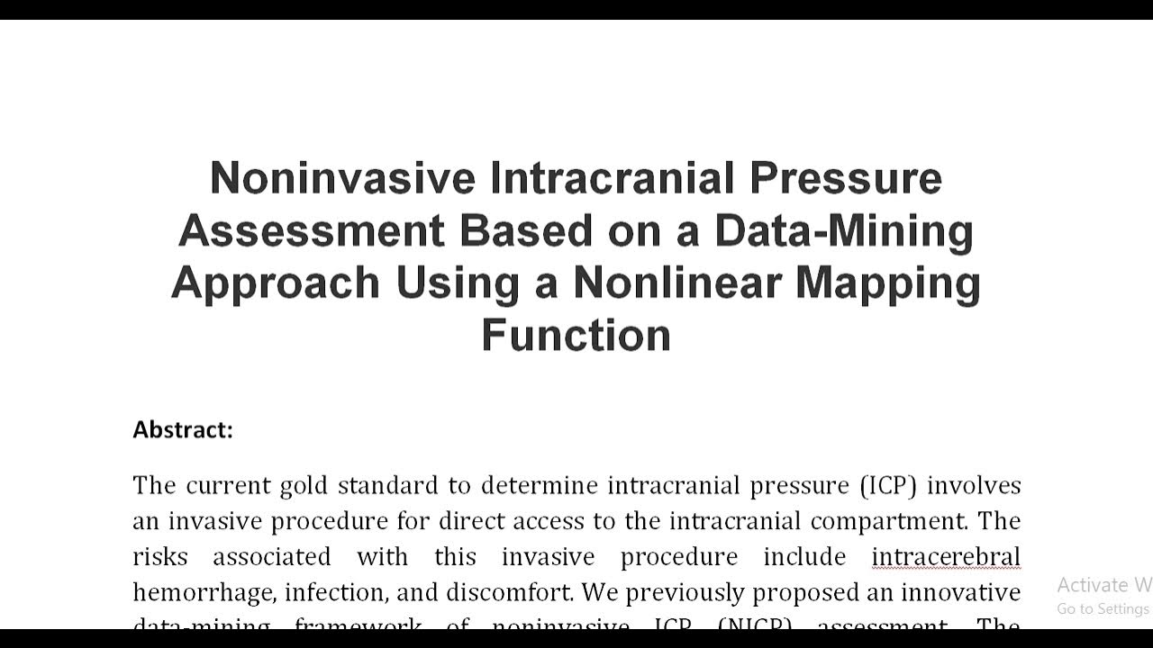 Noninvasive Intracranial Pressure Assessment Based on a Data Mining Approach Using a Nonlinear ...