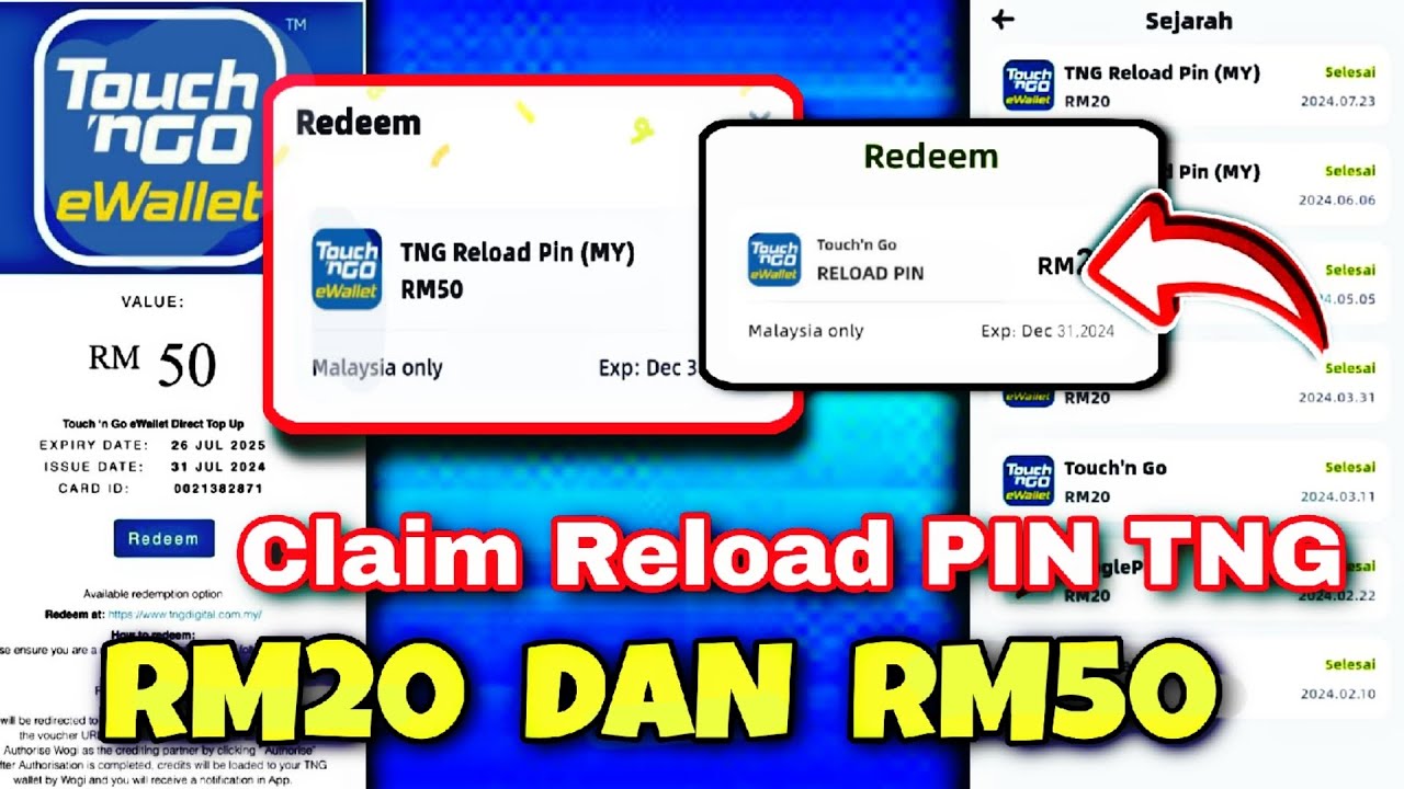 CLAIM TERUS dapat reload pin RM50/RM20 touch n go 2024 !! - YouTube