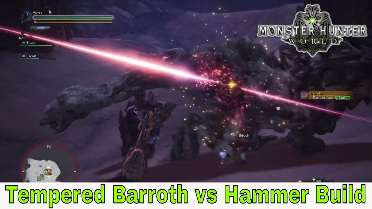Monster Hunter: World - Tempered Barroth vs Hammer Build - YouTube