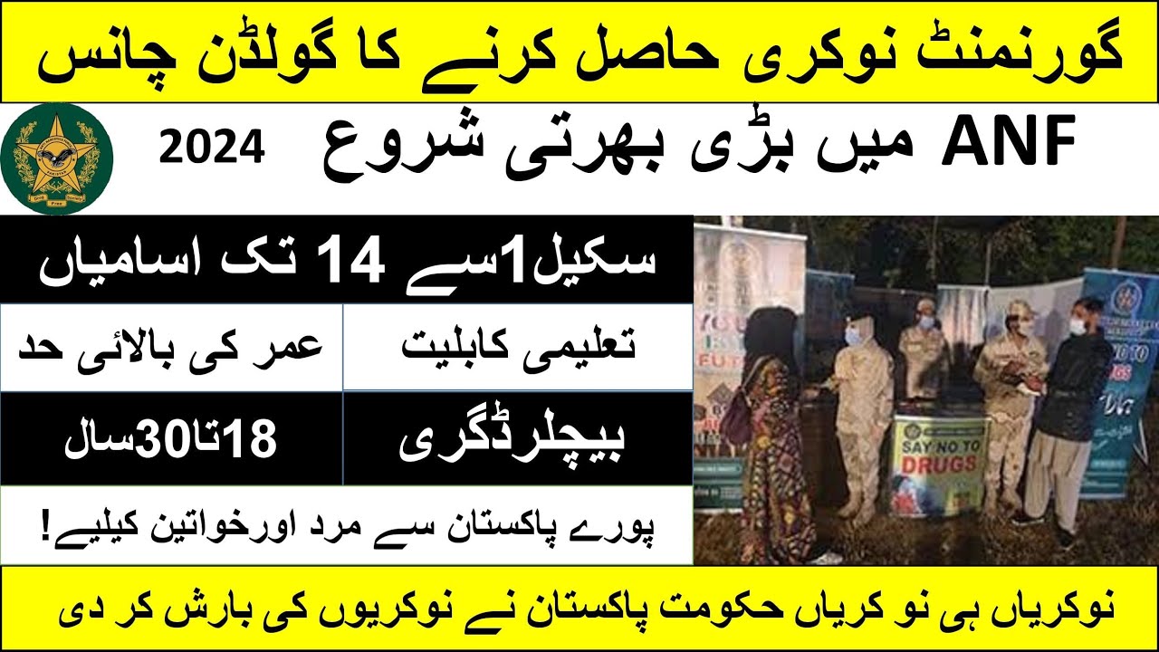 ANF Jobs 2024 Online Apply | Anti narcotics Force Pakistan jobs 2024 ...