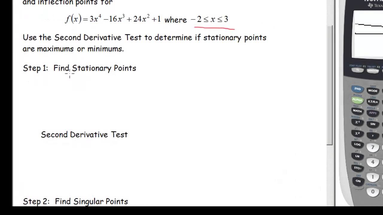 Finding Extrema and Inflection Points - Using 2nd Derivative Test - YouTube