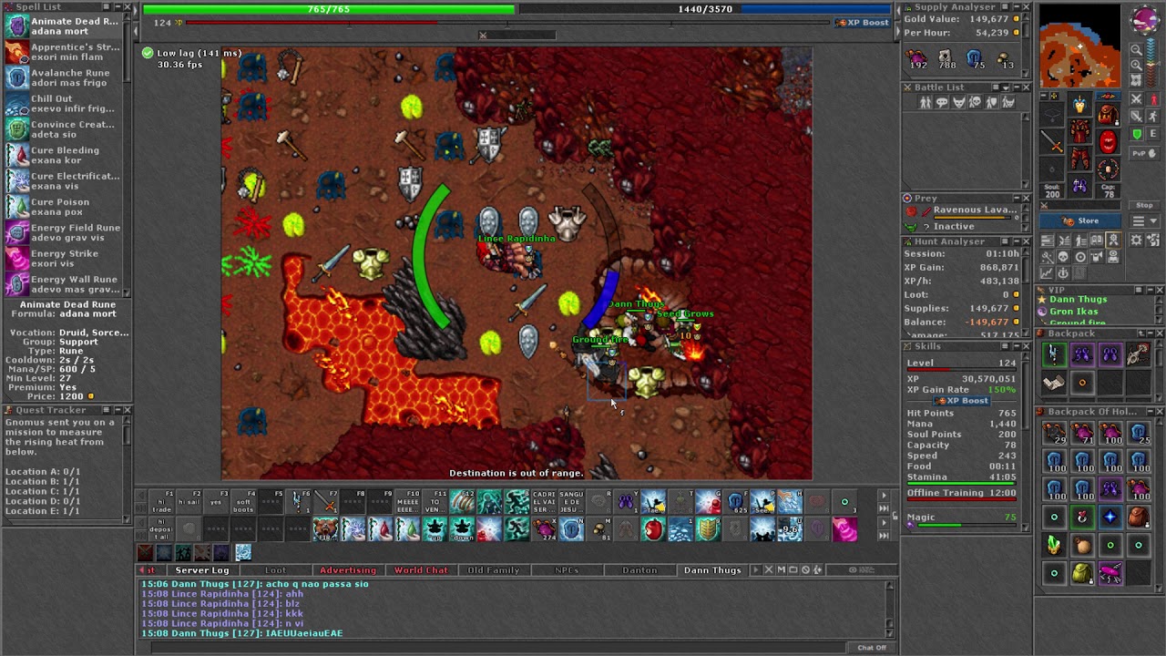 Tibia #130 - HUNT Party x4 - Double XP - Hellspawn + Plaguesmith ...