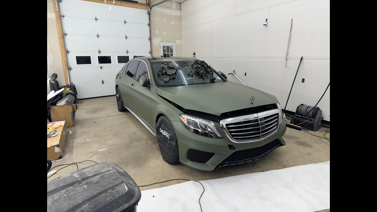 3M Matte Military Green Wrap and 1600 stars in an S63 AMG - YouTube