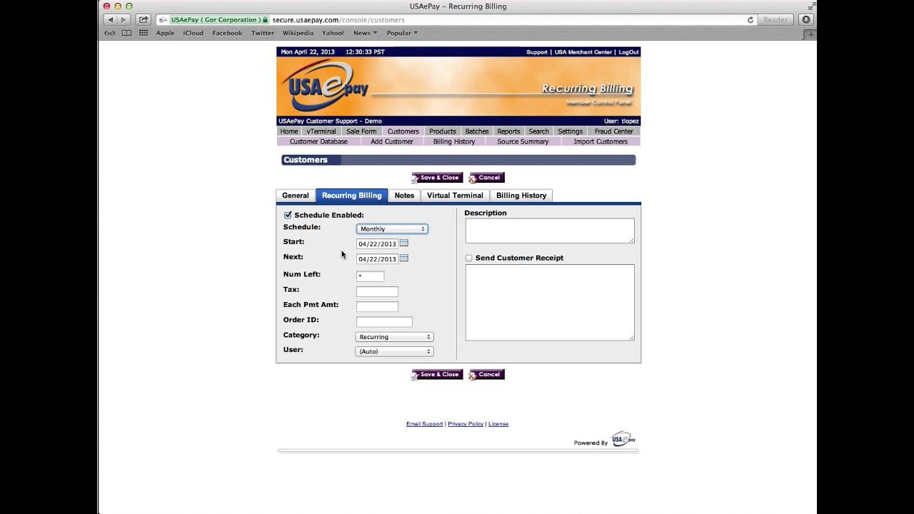 Merchant Console - Recurring Billing Advanced Interface - YouTube