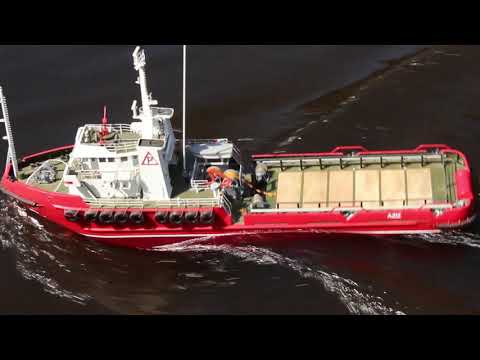 RC AHTS oil rig supply vessel with bow thruster - YouTube