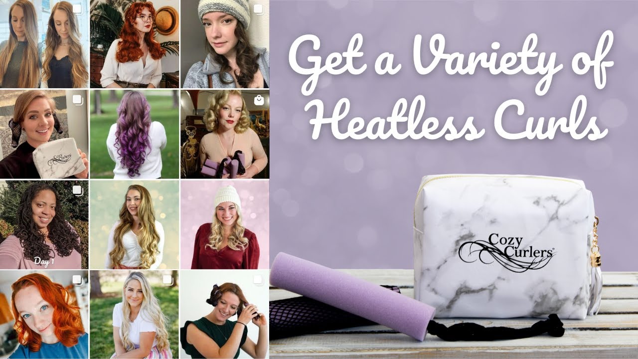 Variety of Heatless Curls using Cozy Curlers - YouTube
