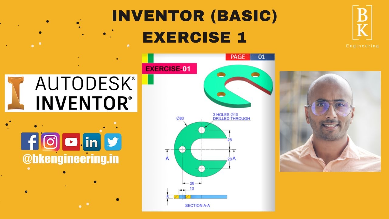 Inventor Basic Exercise 1 | Mechanical Engineering | CAD | For ...