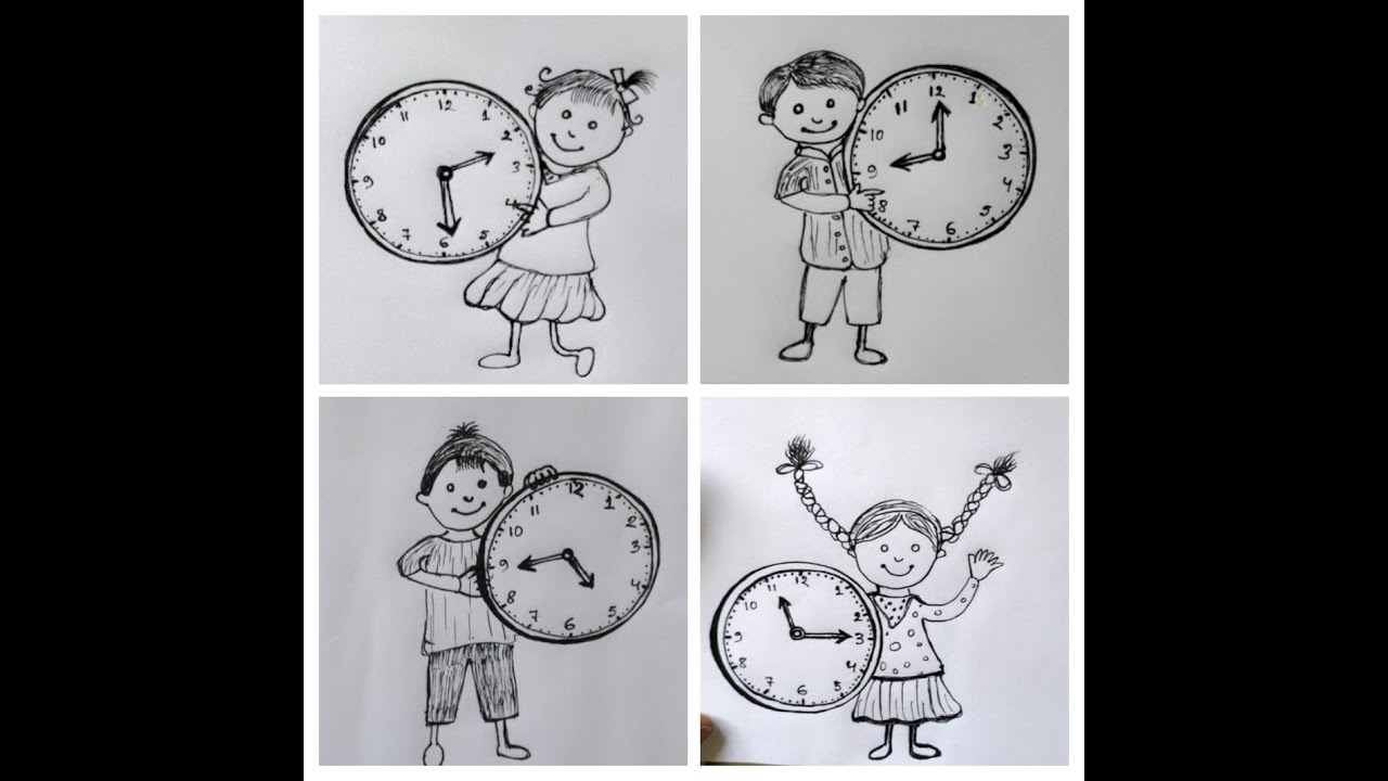 Drawing Clocks with Boy & Girl - YouTube