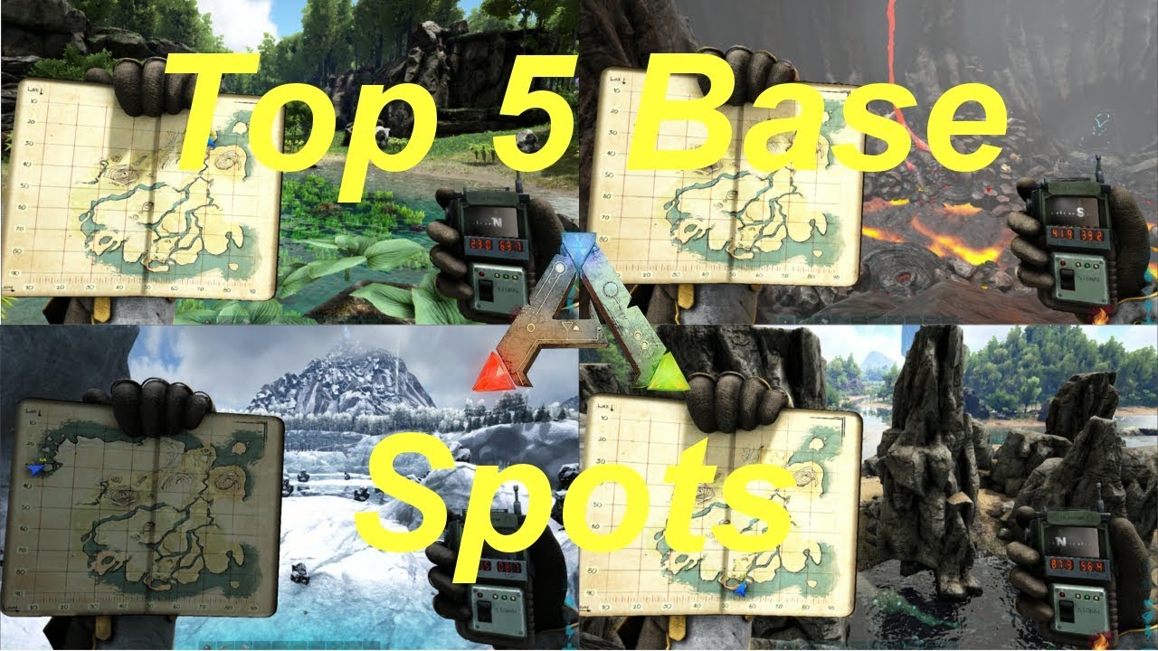 Ark Survival Evolved Top 5 Base Locations(The Island) - YouTube