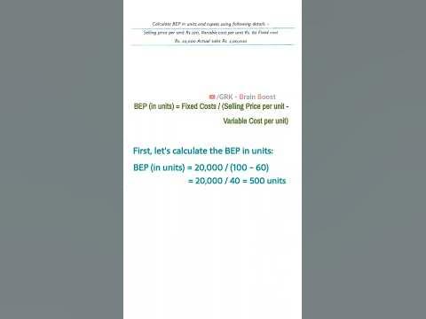 "Break-Even Point (BEP) Calculation in Units and Rupees" | MEFA| CA Inter| CMA Inter| B.COM ...