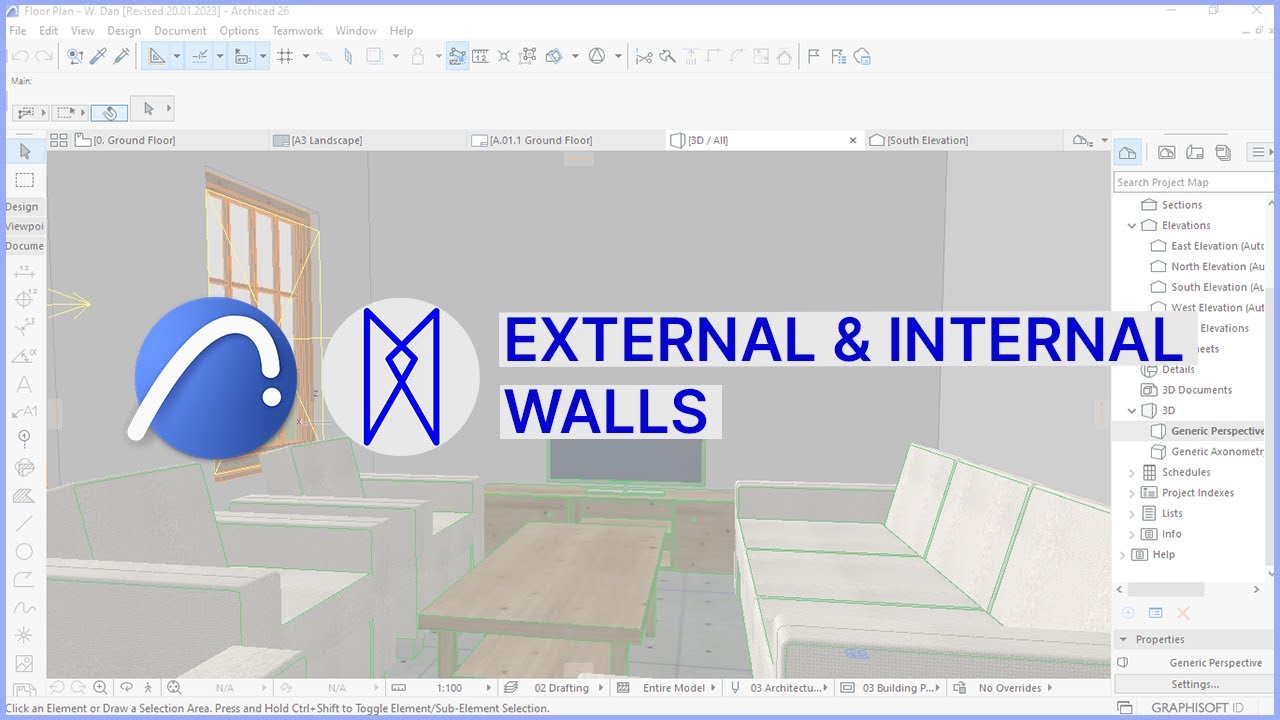 ArchiCAD 24 - External and Internal Walls - YouTube
