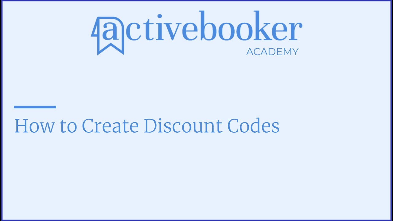 Creating Discount Codes with ActiveBooker - YouTube