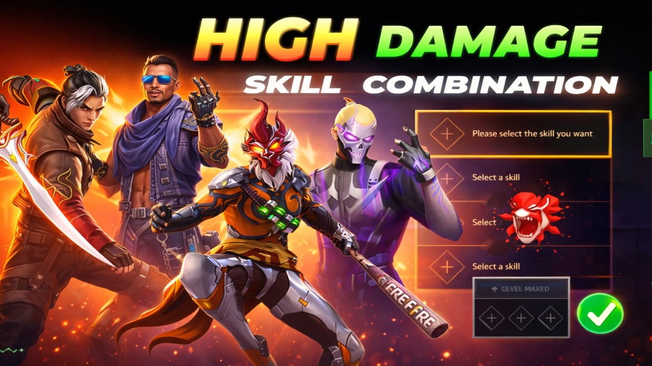 HIGH DAMAGE SKILL COMBINATION 2026 | Best Character Skill for BR rank ...