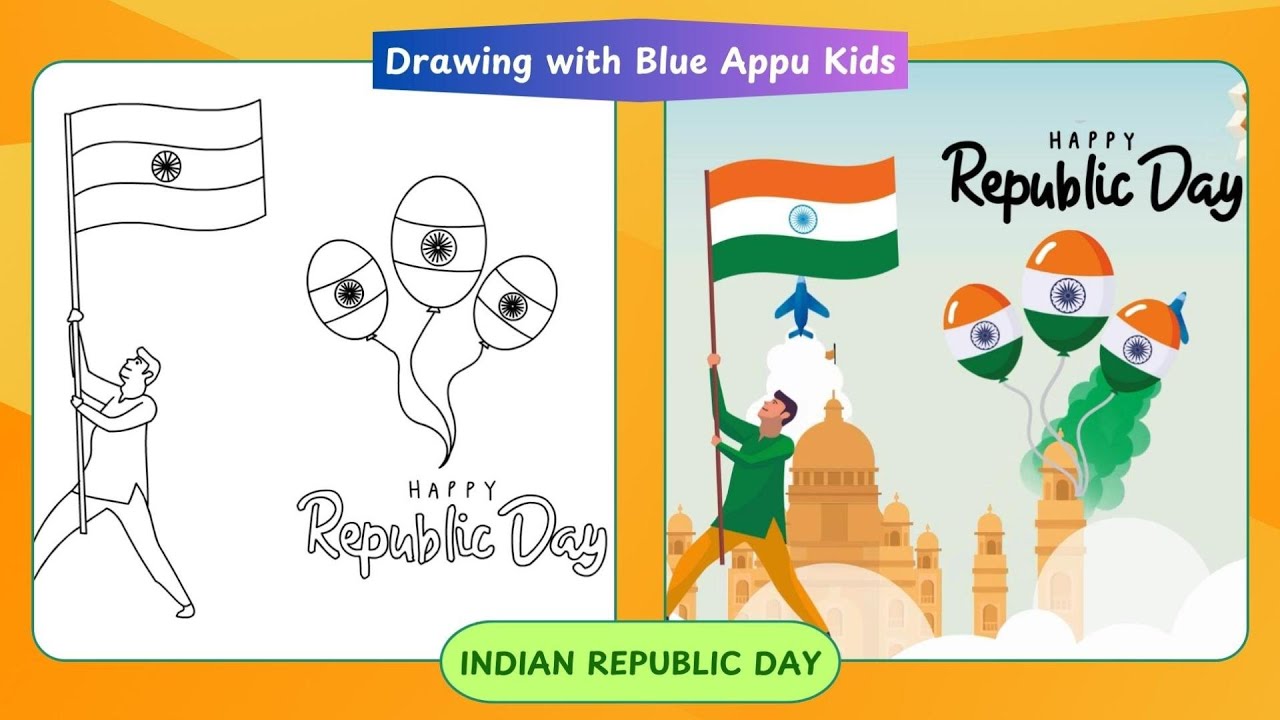 How to paint Indian Flag | Republic Day Drawing | Blue Appu Kids # ...