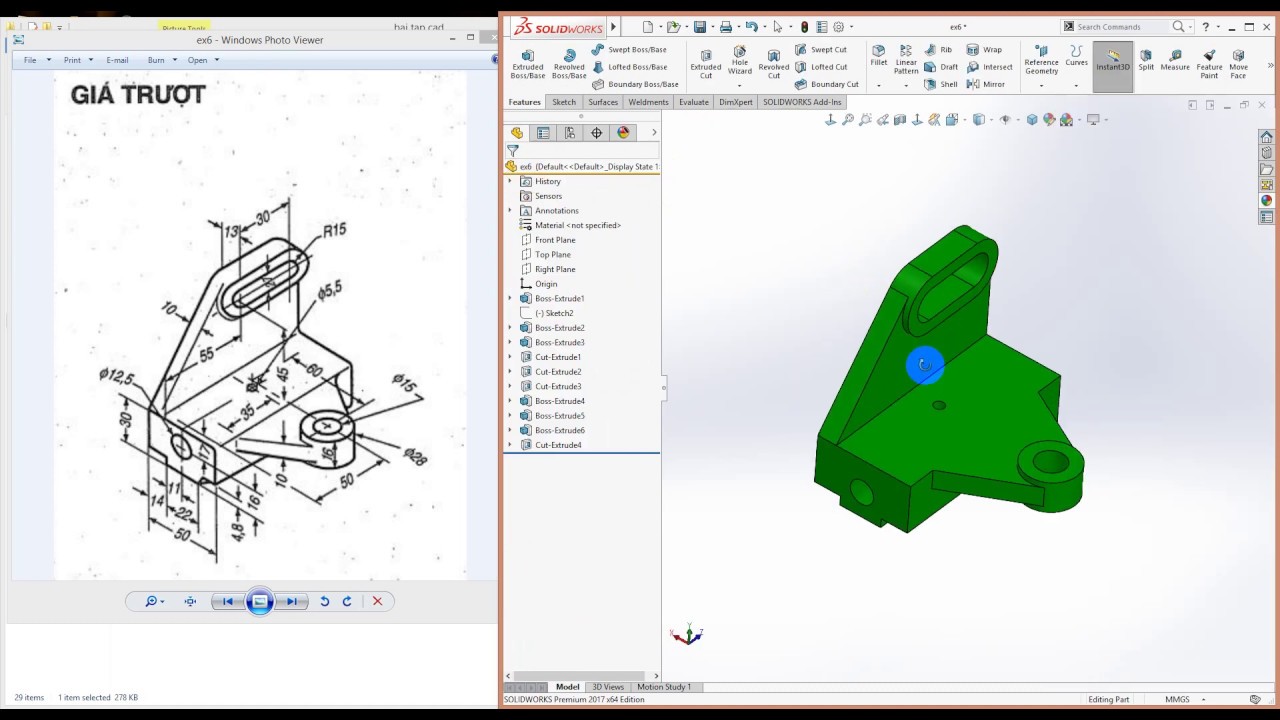 Solidworks tutorial |for beginners Exercise _06(THIRD ANGLE PROJECTION ...