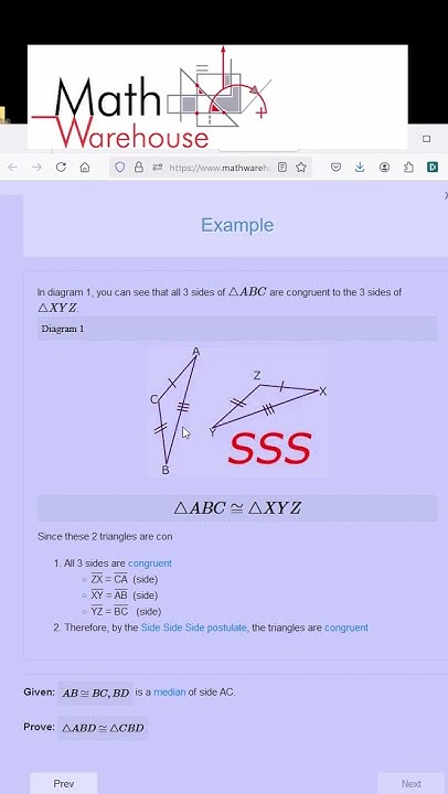 SSS Postulate to prove 2 triangles are congruent. High School Euclidean ...