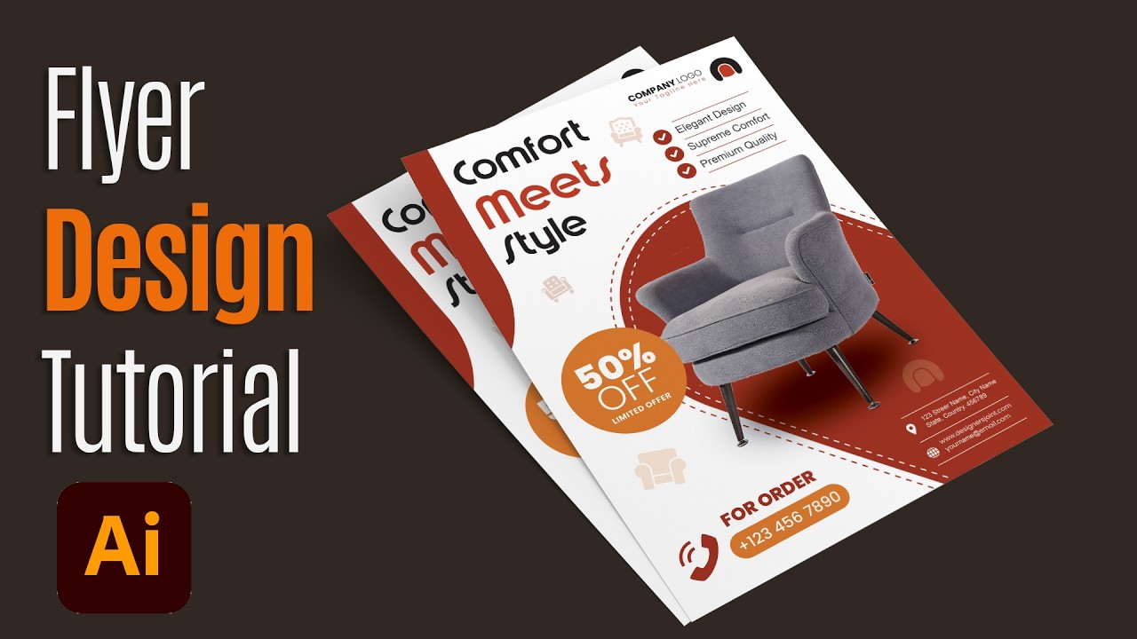 How to Design Flyers in Illustrator Tutorial | Furniture Sale Flyer ...