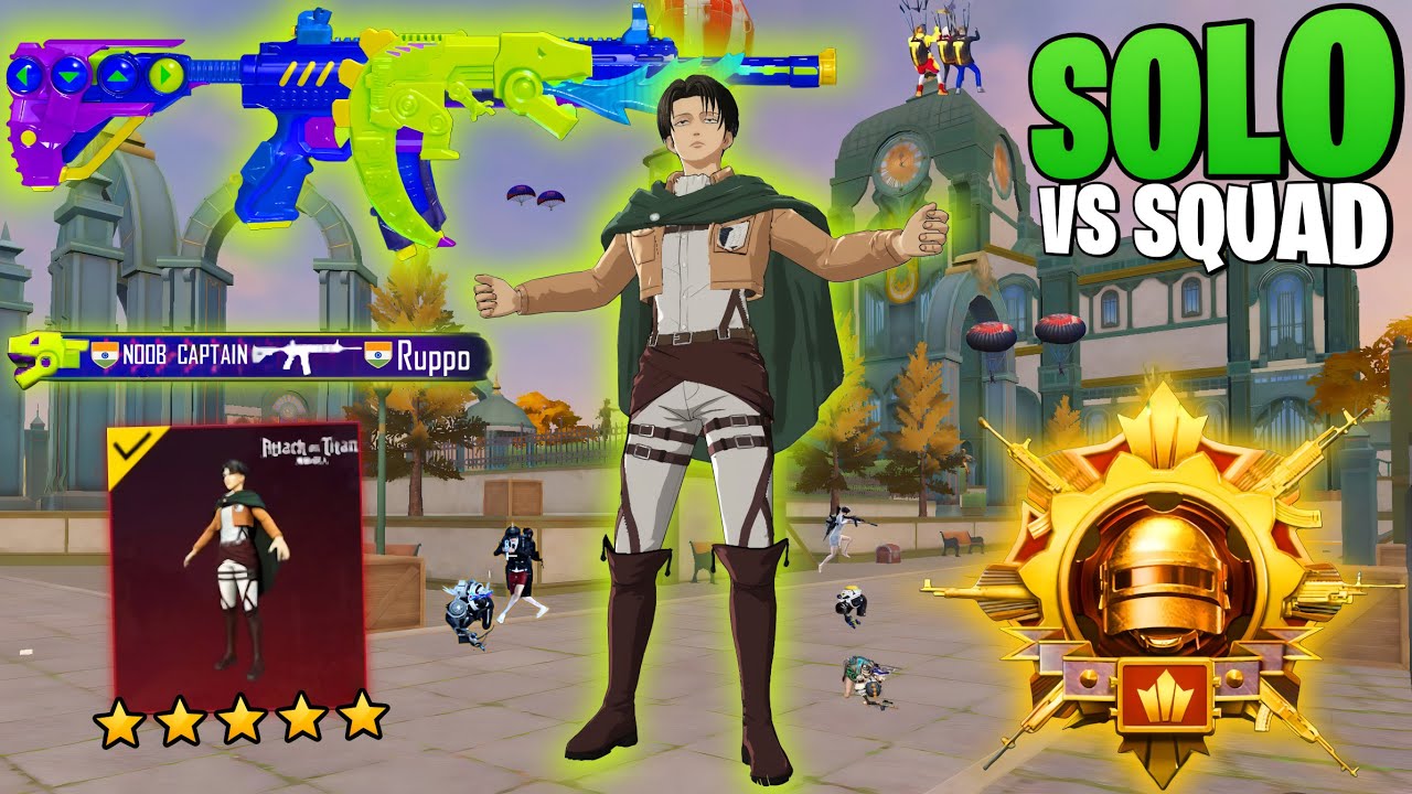 Wow🥵MY CRAZY RUSH GAMEPLAY With LEVI CHARACTER SET😍Pubg Mobile BGMI ...