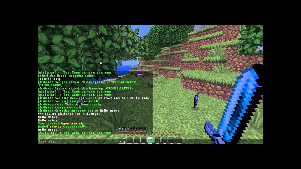 Sentry plugin for the Citizens 2 Bukkit plugin - YouTube