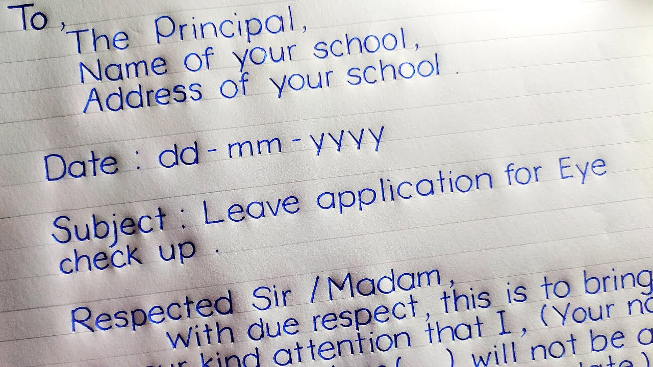 Leave Letter For Eye Check Up For - Infoupdate.org