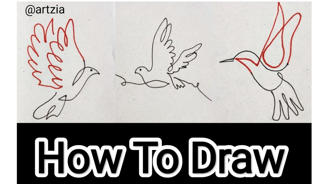 One Line Drawing || How To Draw Bird || One Line Single Stroke Drawing ...