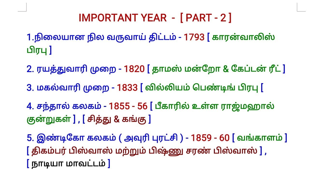 MOST IMPORTANT YEAR'S | PART - 2 | இப்படி படிச்சு பாருங்க சத்தியமா ...