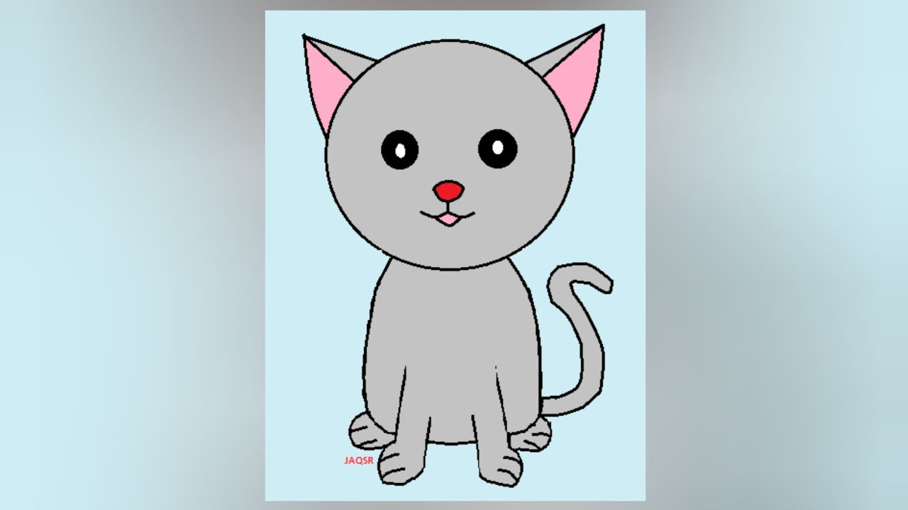 Cat Easy Drawing | Cat | Art | Painting | MS Paint | Easy Cute Drawing ...