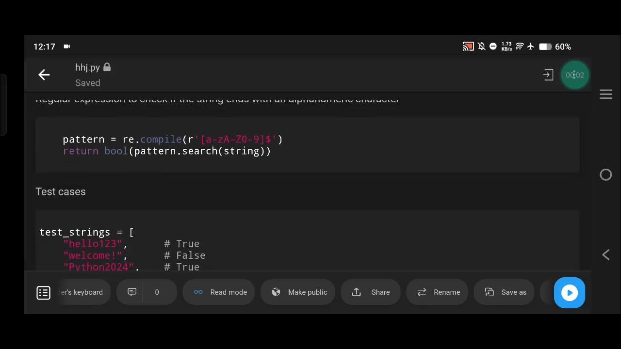 Python Regex Program To Check Strings Ending With Alphanumeric 8421