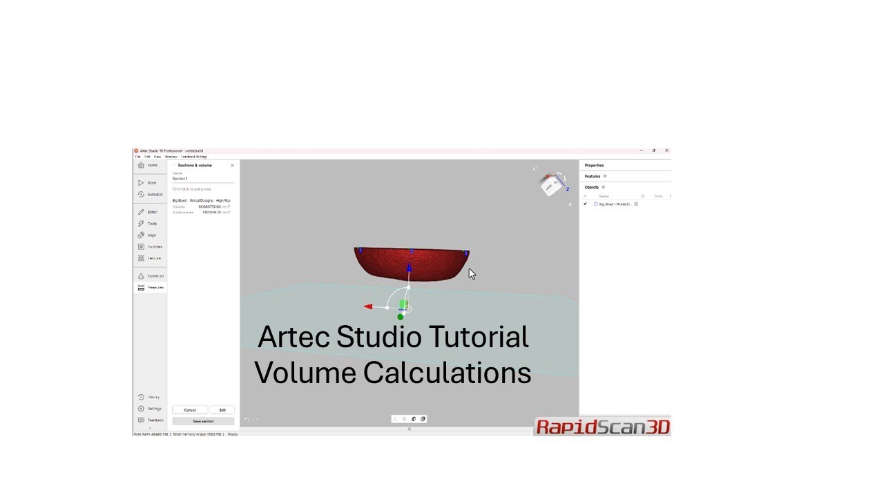Volume Calculations in Artec Studio Software - Tutorial - YouTube