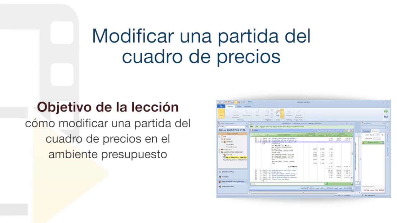 Tutorial de Edificius - Modificar una partida del cuadro de precios - ACCA software - YouTube