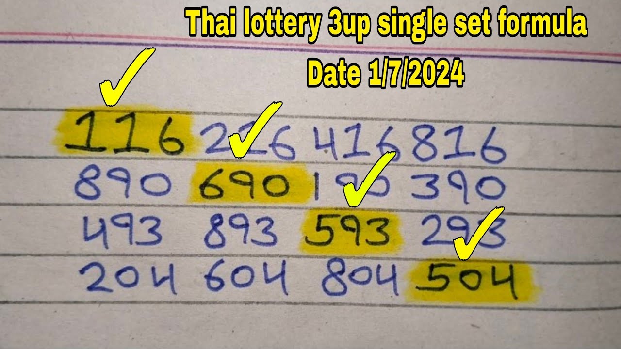 Thai lottery Date 01/7/2024 3up single set formula Atta Bhai 3up single ...